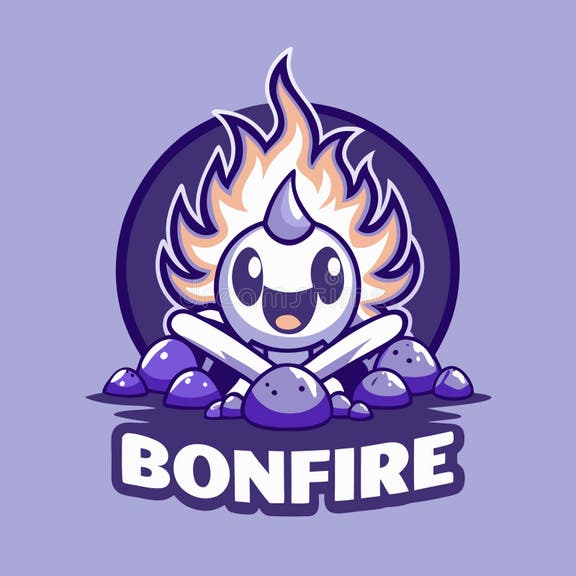 Campfire Mascot Character Holding a Fire in the Sunset Stock Vector ...