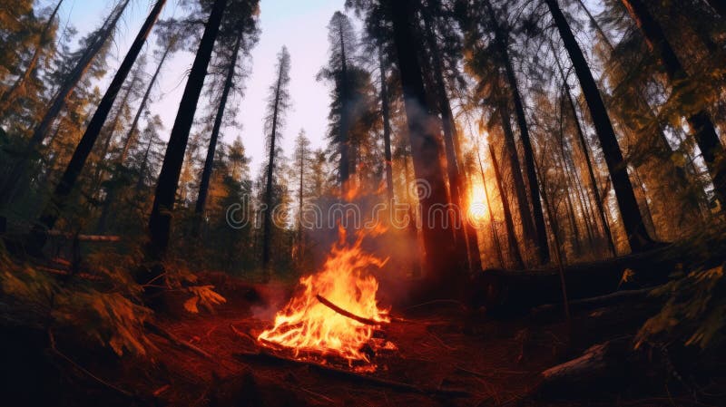 Peaceful Campfire To Relax and Unwind beside the Flowing River Stock ...