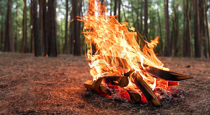 Campfire in the Middle of a Meadow in Spring with Beautiful Mountains ...