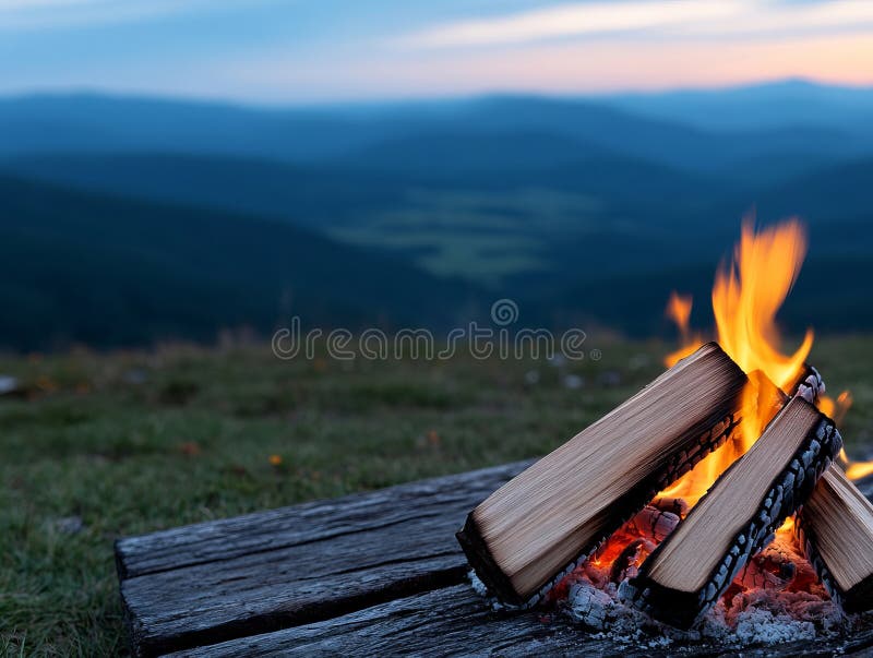 A Campfire in the Middle of the Dark Forest Stock Photo - Image of ...