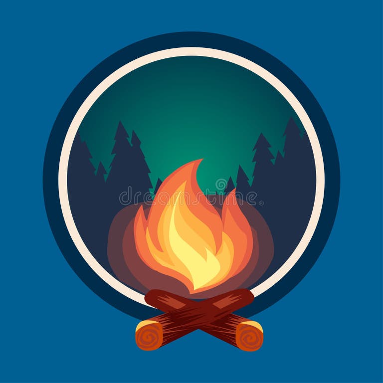 A Campfire on the Nature. Vector Illustration Stock Illustration ...