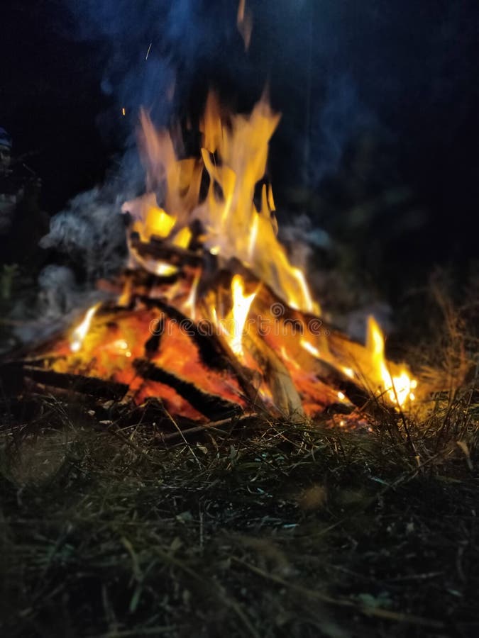 The campfire at night stock image. Image of campfire - 202879003