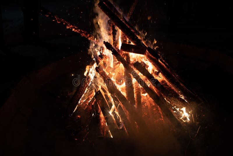 Campfire in a Night in Camping Stock Photo - Image of chimney, energy ...