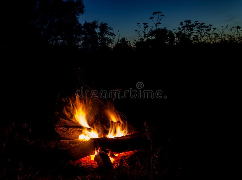 Campfire. stock photo. Image of campsite, view, bonfire - 6591256