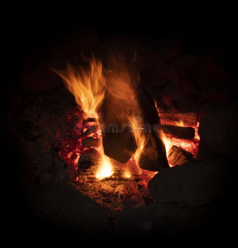 Campfire with an Orange Glow Stock Image - Image of black, orange ...