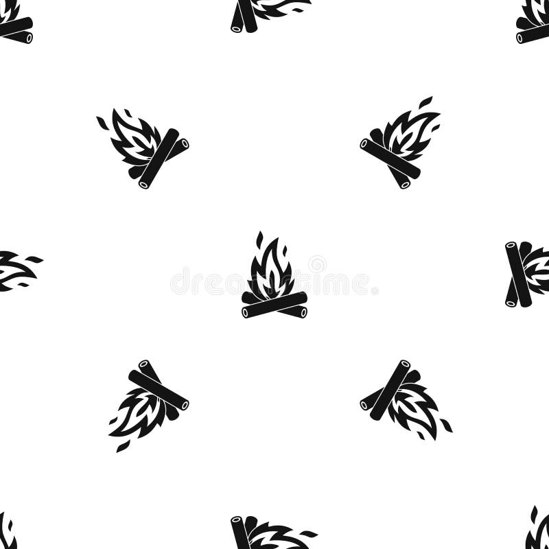 Campfire Pattern Seamless Black Stock Vector - Illustration of isolated ...