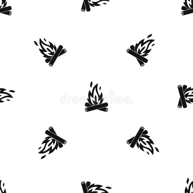 Campfire Pattern Seamless Black Stock Vector - Illustration of isolated ...