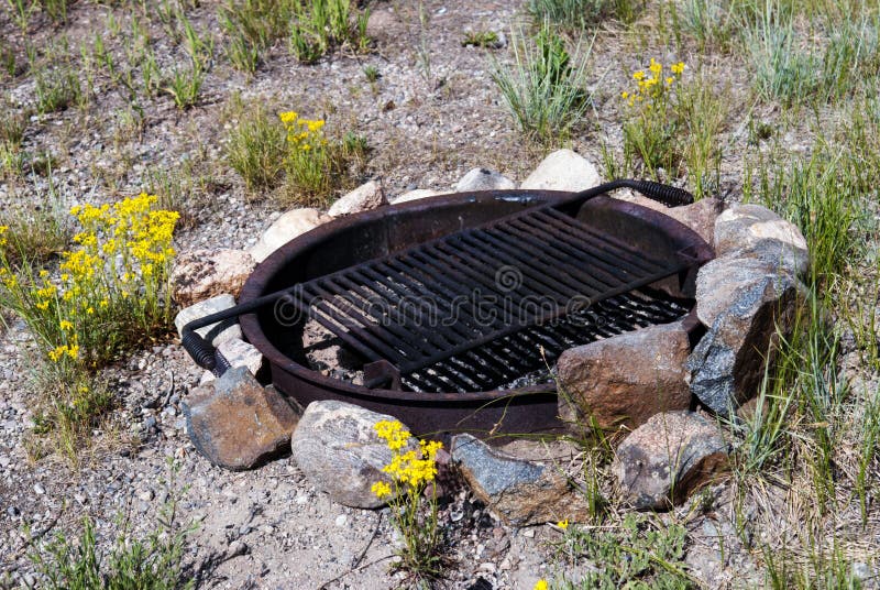 Campfire pit stock image. Image of grill, stones, cooking - 70954017