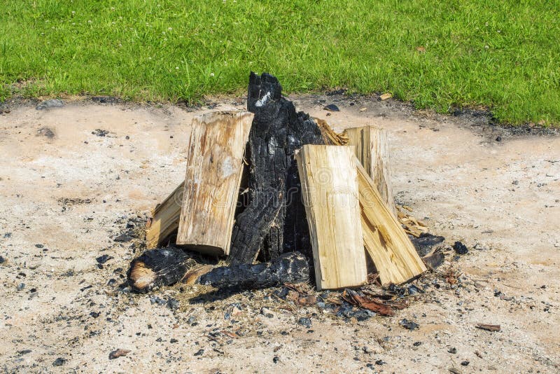 Campfire Place at Outdoor Near Grass Stock Photo - Image of trees ...