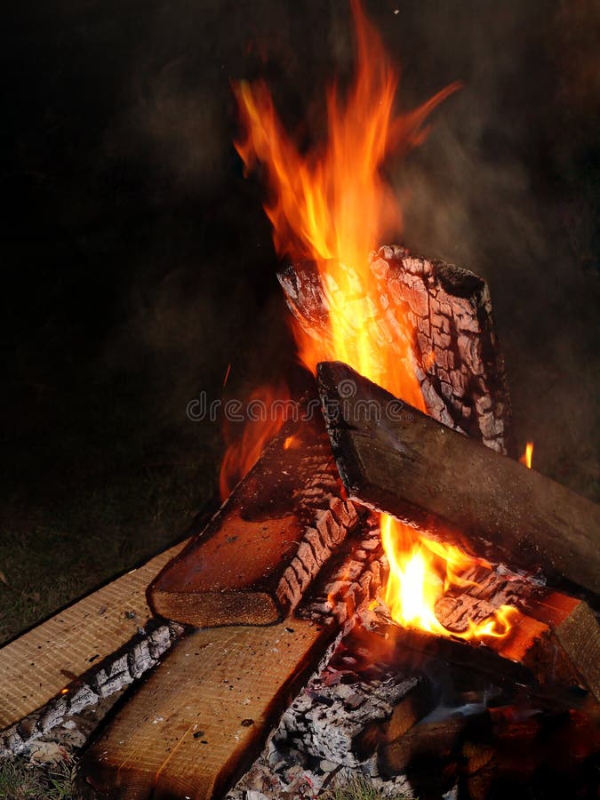 Campfire by the River on a Dark Night Stock Photo - Image of bright ...
