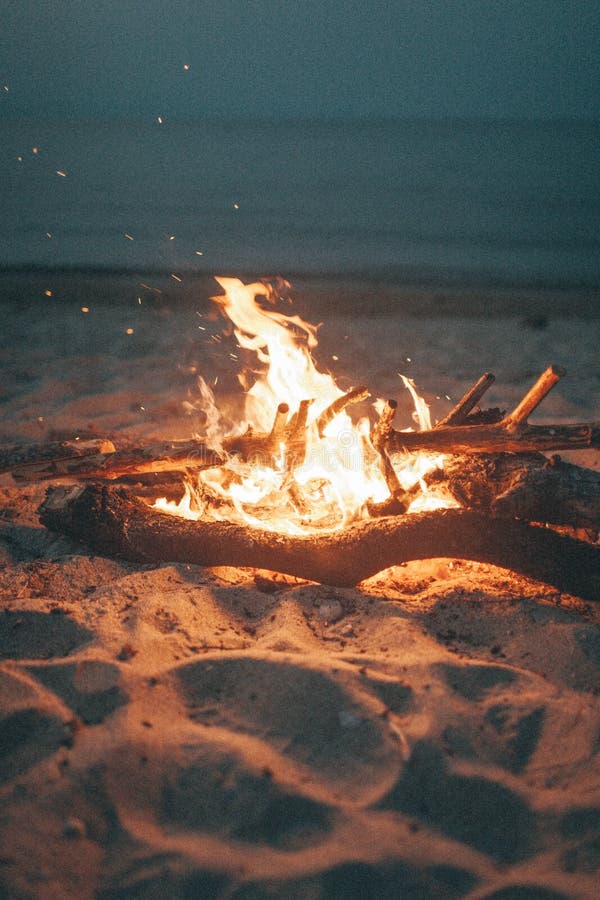 Campfire by the sea stock photo. Image of breakage, baikal - 126521628