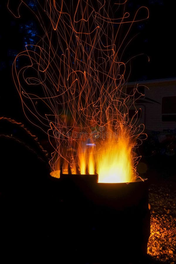 Campfire and Sparks during Summer Camping Stock Image - Image of ...