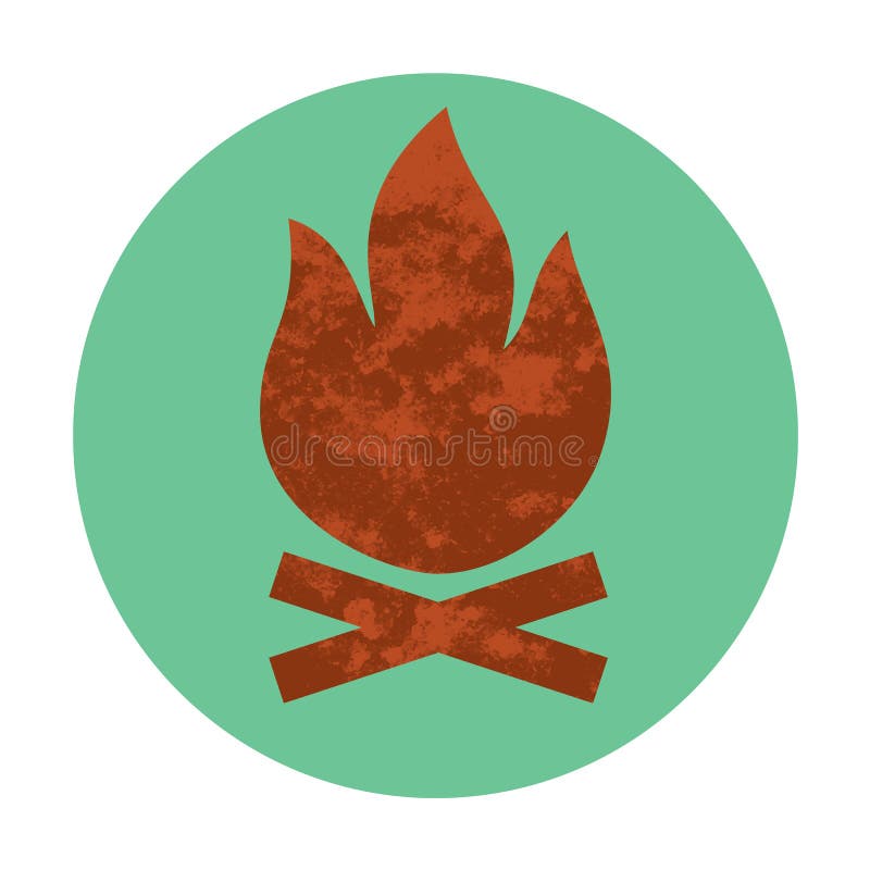 Campfire Textured Flat Icon Stock Vector - Illustration of campfire ...