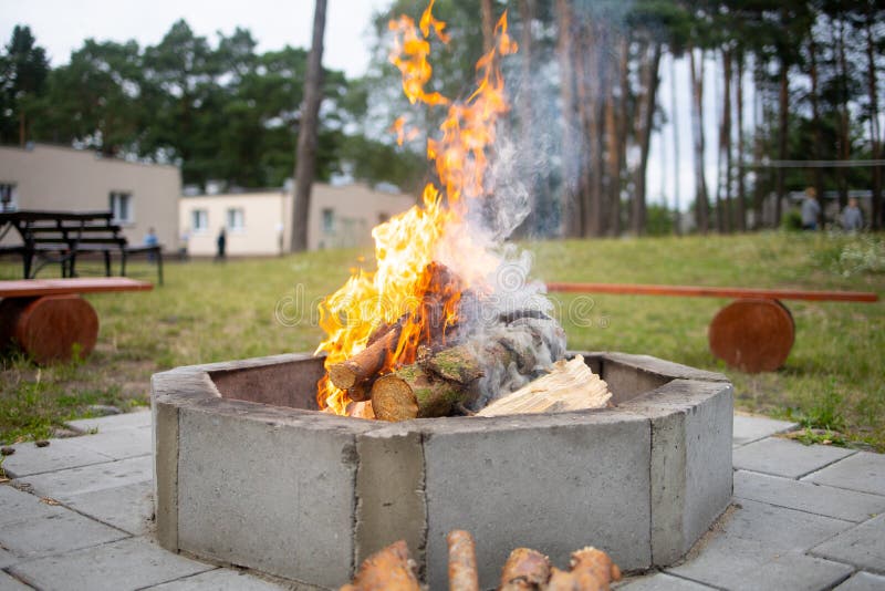 Campfire on Vacation, Slice of Bread on a Stick Stock Photo - Image of ...