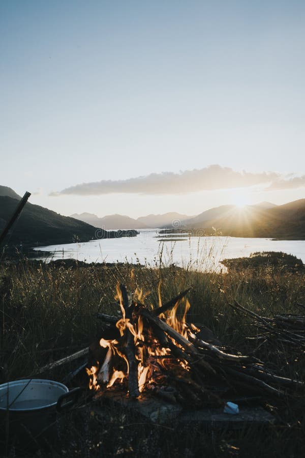 Campfire in the Village of Ballachulish, Scotland Stock Image - Image ...