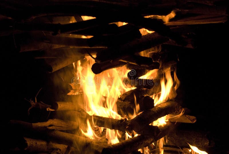 Big campfire burning stock photo. Image of black, brick - 30178218