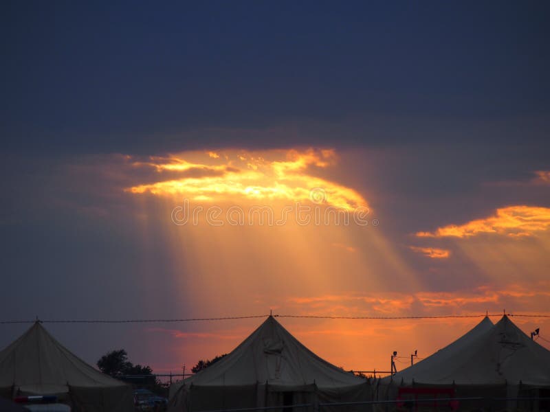 Campground. Sunset. stock photo. Image of cloud, landscape - 91628658
