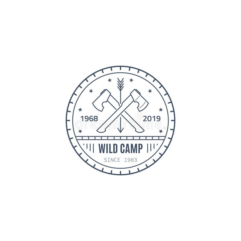 Bushcraft camp logo design stock vector. Illustration of label - 141834384