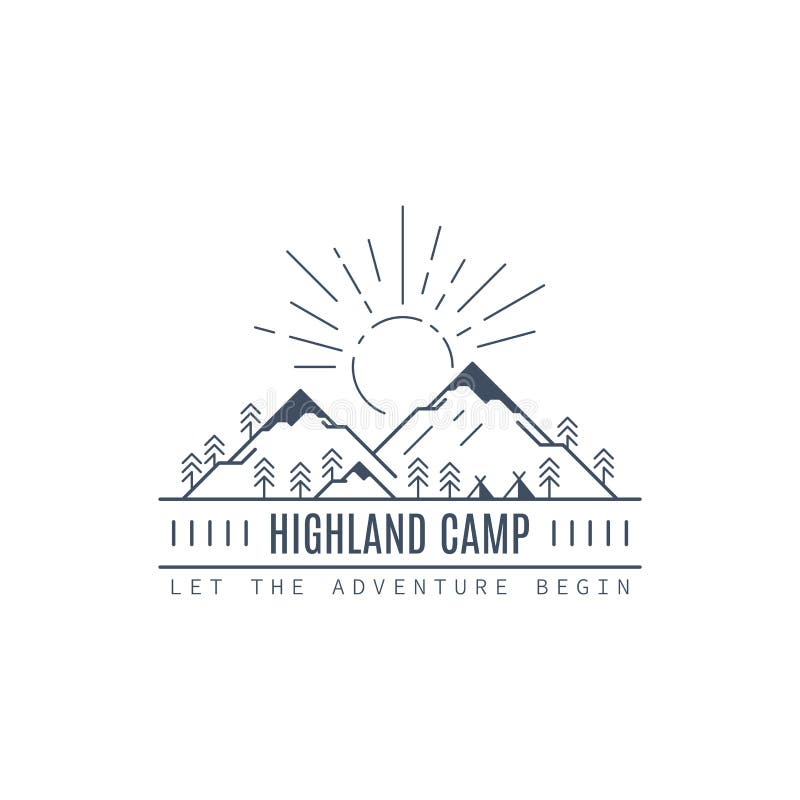Highland camp logo design stock vector. Illustration of camping - 141835974
