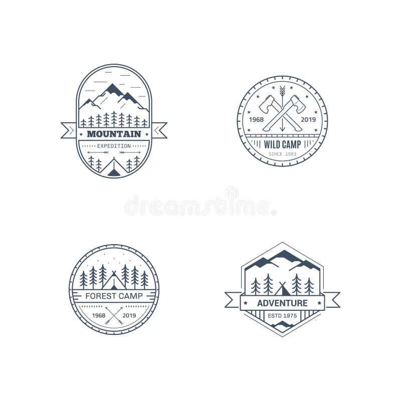 Outdoor Activities Logo Set Stock Vector - Illustration of hike ...