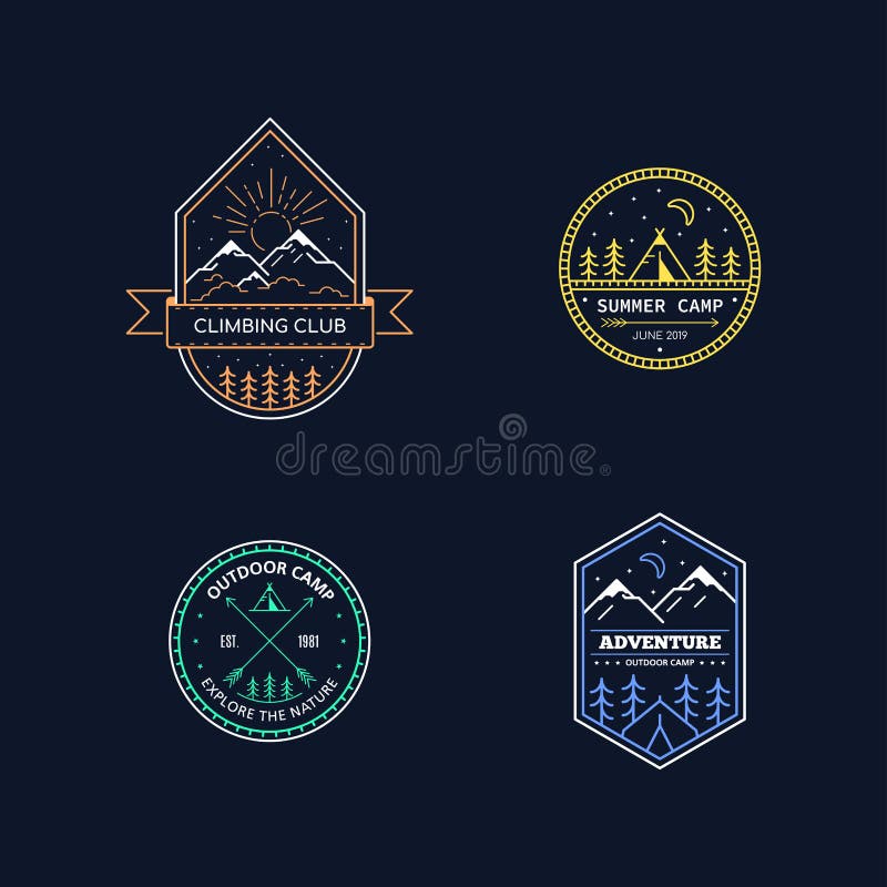 Outdoor Activities Logo Set Stock Vector - Illustration of climbing ...
