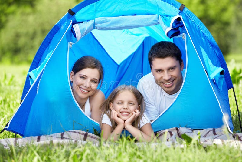 Happy Family Camping stock photo. Image of summer, mountain - 16244282