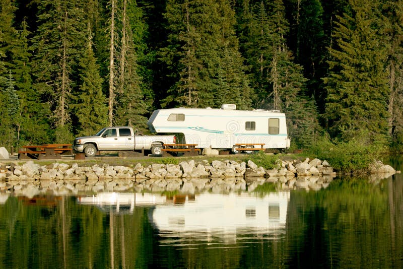 Waterfront RV Camping stock photo. Image of waterfront - 22607508