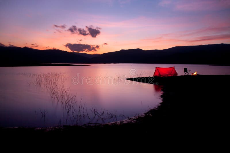 Camping Sunset stock photo. Image of bonfire, nature - 28441712
