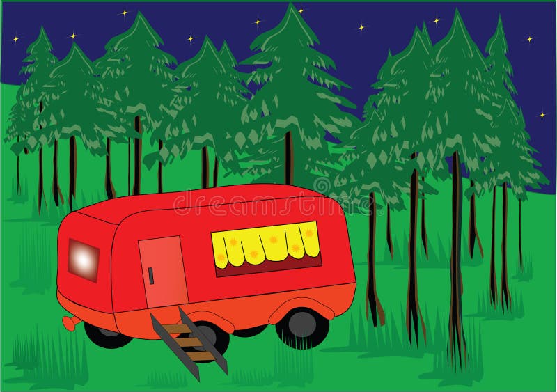 Overnight camping stock vector. Illustration of vintage - 95926761