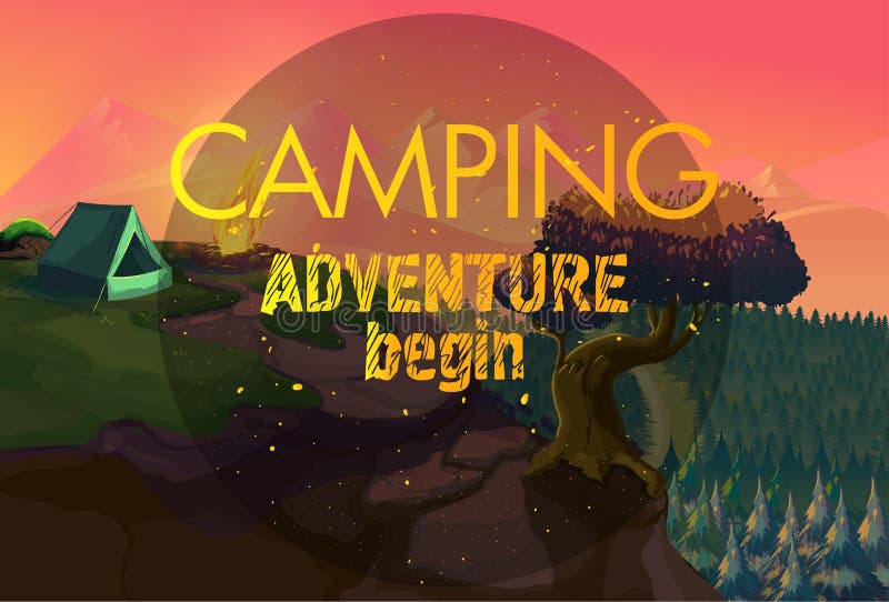 Camping Adventure Time Vector Illustration Stock Vector - Illustration ...
