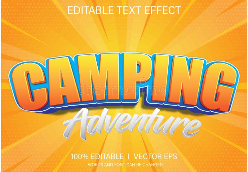 Camping Adventure Vector Text Effect with Modern Style Design Stock ...