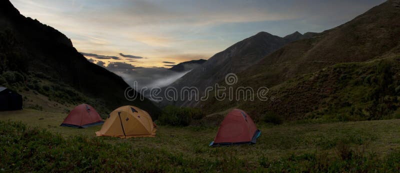 Camping on Andes Mountains Peru at High Altitude Stock Image - Image of ...