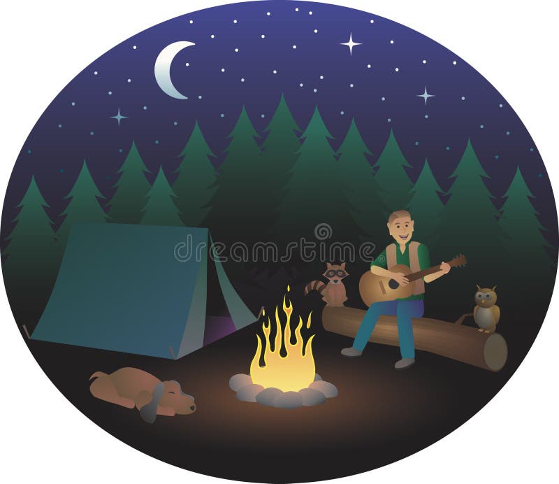 Camping at Night stock vector. Illustration of exploration - 3134627