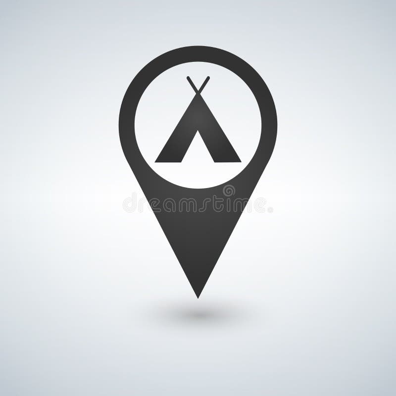 Camping Base Location Icon. Drop Shadow Map Pointer Silhouette Symbol ...