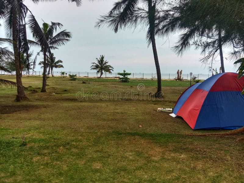 Camping on the Beach, Batakan City, Balikpapan Stock Image - Image of ...