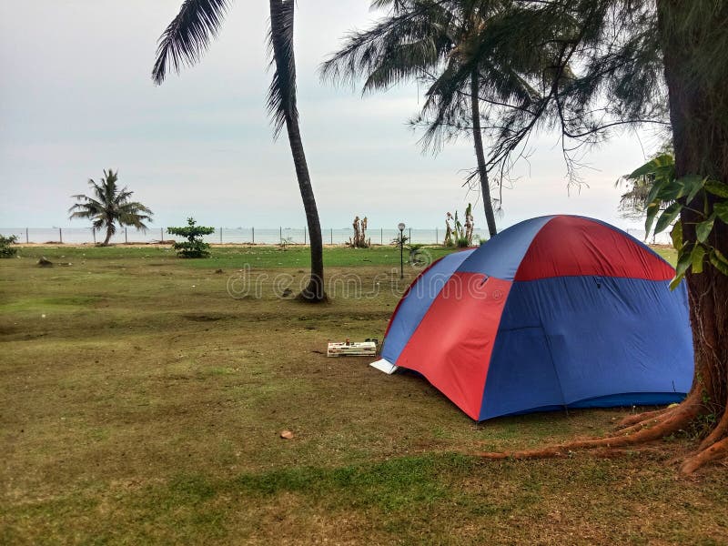 Camping on the Beach, Batakan City, Balikpapan Stock Photo - Image of ...