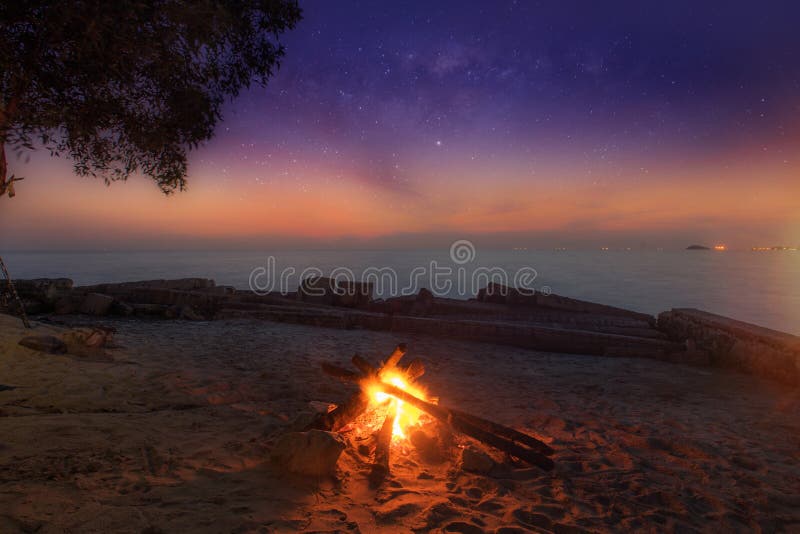 Camping by the beach. stock photo. Image of energy, light - 182978544