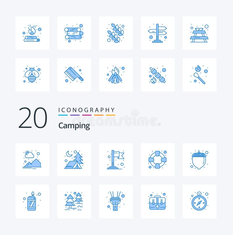 20 Camping Blue Color Icon Pack Like Flame Nut Location Hazelnut ...