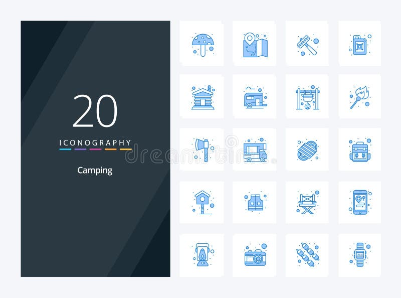20 Camping Blue Color Icon for Presentation. Vector Icons Illustration ...