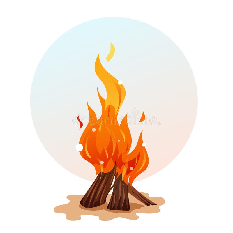 Camping Burning Bonfire. Open Flame Stock Vector - Illustration of ...