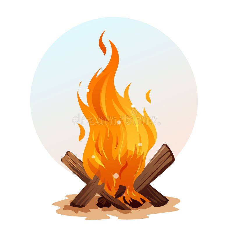Camping Burning Bonfire. Open Flame Stock Vector - Illustration of ...