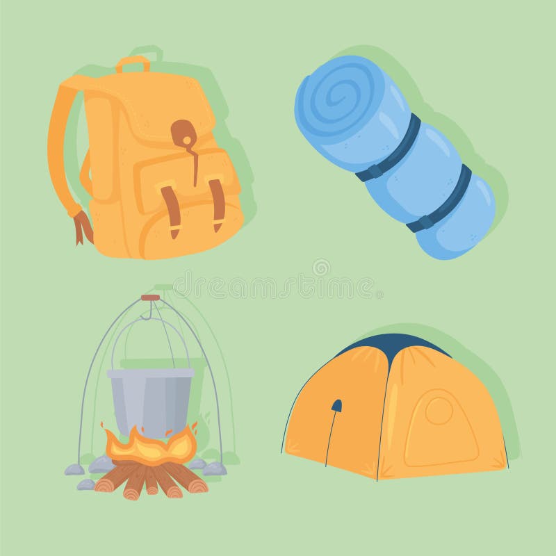 Camping cartoon set stock vector. Illustration of outdoor - 219082704