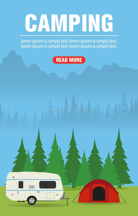 Camping Concept Design Flat Banner Stock Vector - Illustration of ...