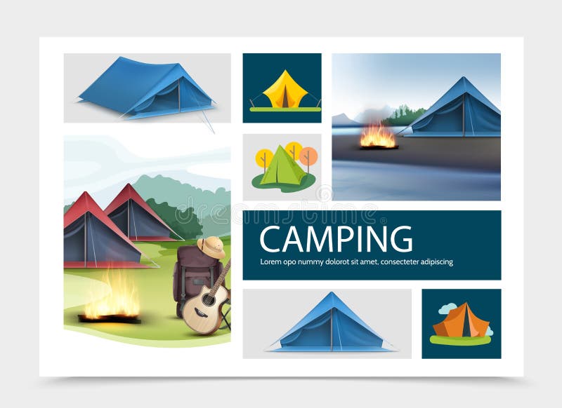 Flat Camping Icons Composition Stock Illustrations – 105 Flat Camping ...