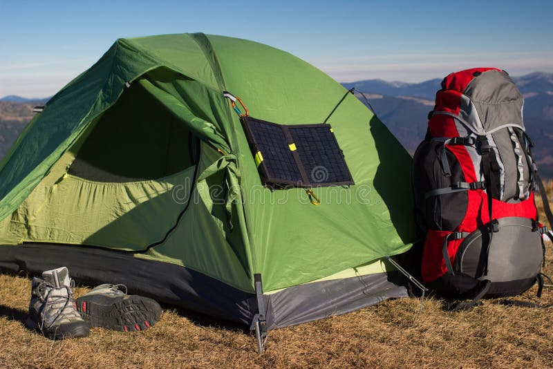Camping Elements Equipment . Stock Photo - Image of hiking, battery ...