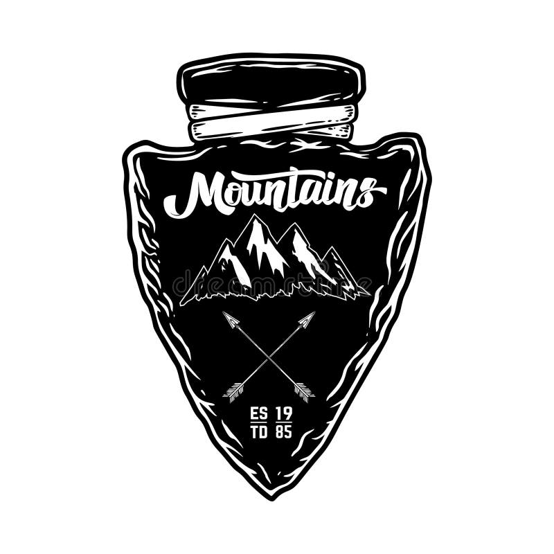 Arrowhead with Mountain Landscape. Design Element for Poster, Card ...