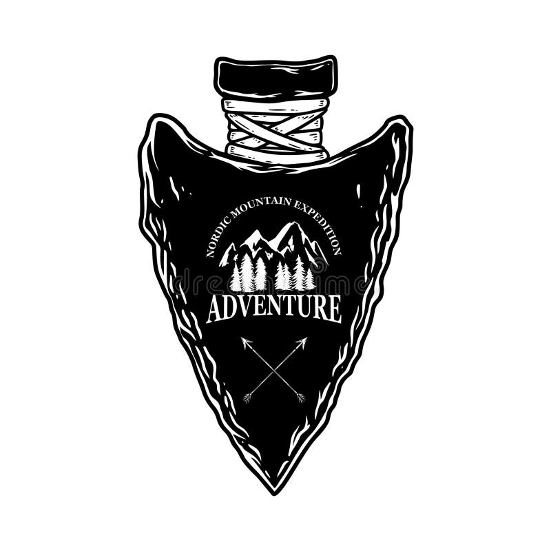 Arrowhead with Mountain Landscape. Design Element for Poster, Card ...