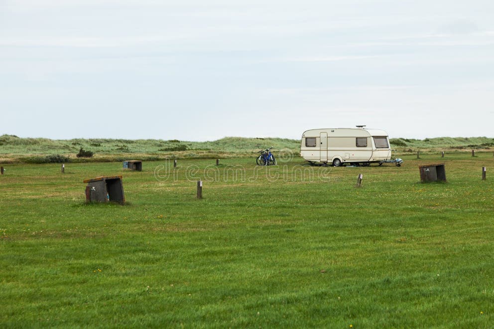 Camping Empty with only One Caravan Stock Photo - Image of holidays ...