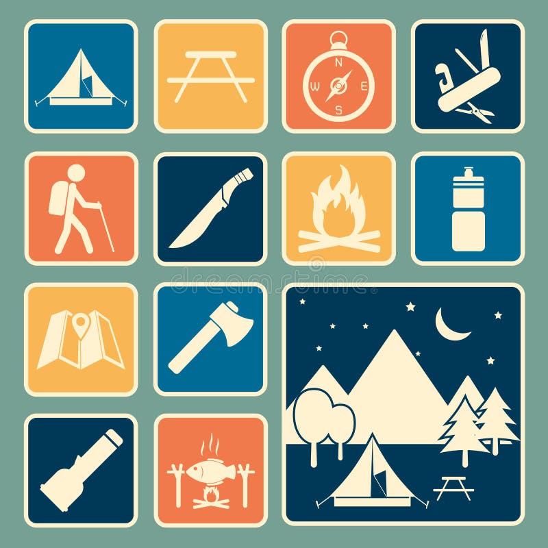 Camping equipment drawing stock vector. Illustration of expedition ...