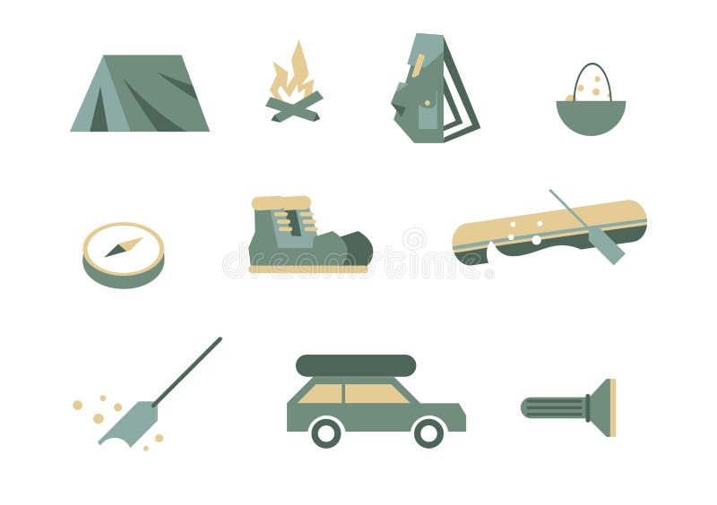 Camping equipment symbols. stock vector. Illustration of peak - 67203264
